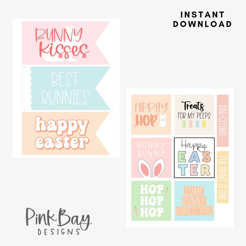 Printable Easter Pennant Flags Easter Printable Tags Hoppy - Etsy
