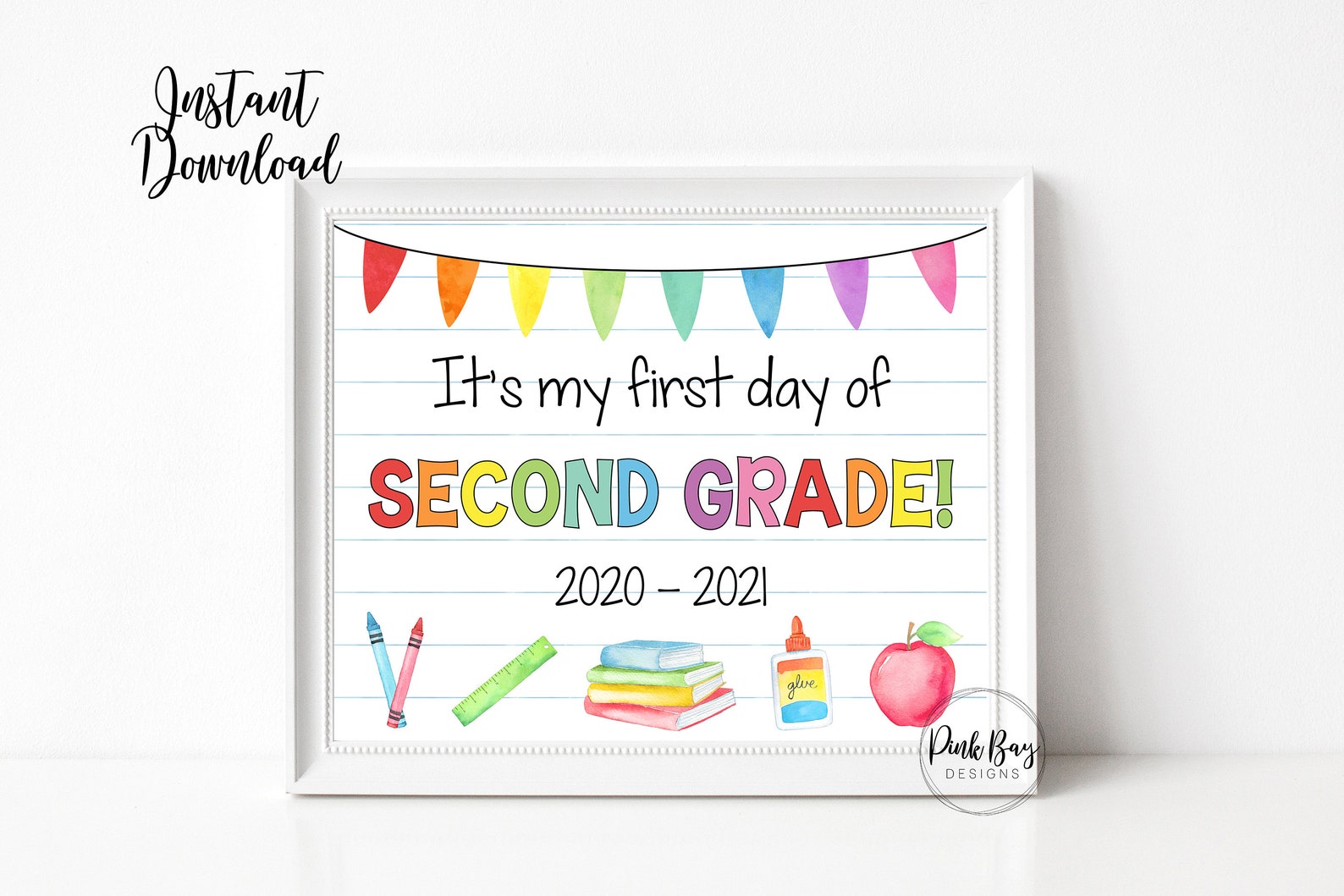 First Day Of Second Grade Sign First Day Of School Sign | Etsy