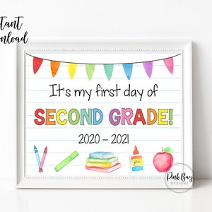 First Day Of Second Grade Sign First Day Of School Sign | Etsy