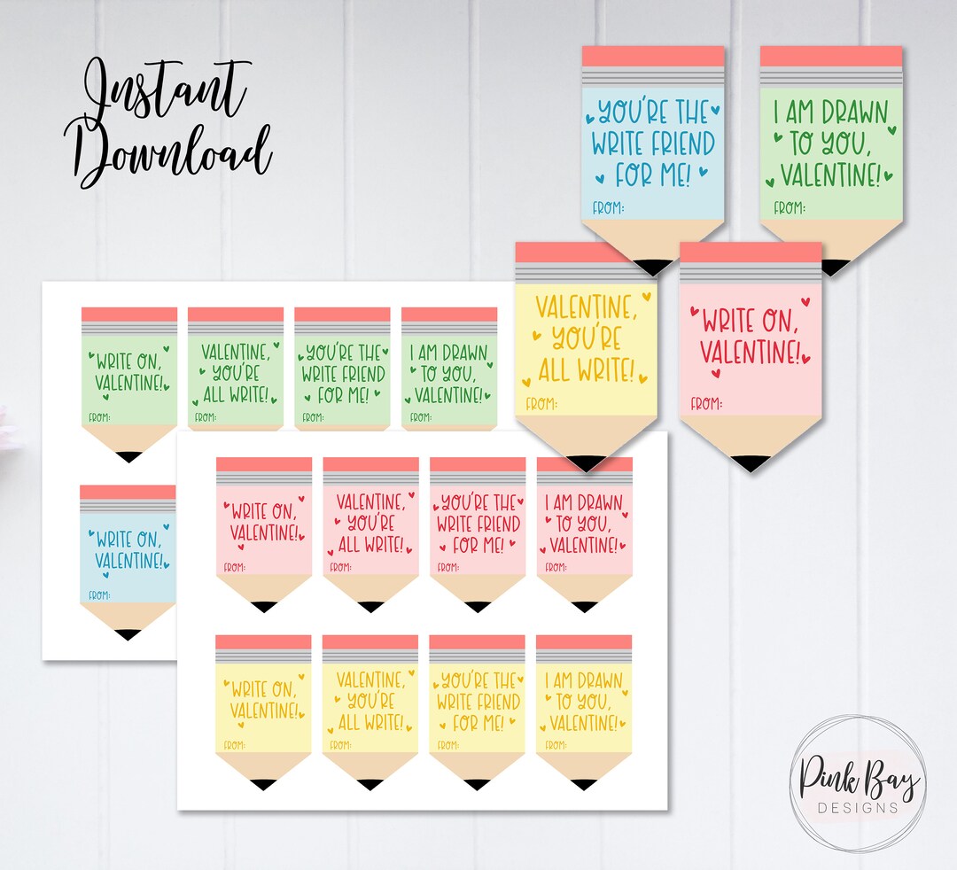 Pencil Tag Valentine's Day Printable, Printable Pencil Valentine, You ...