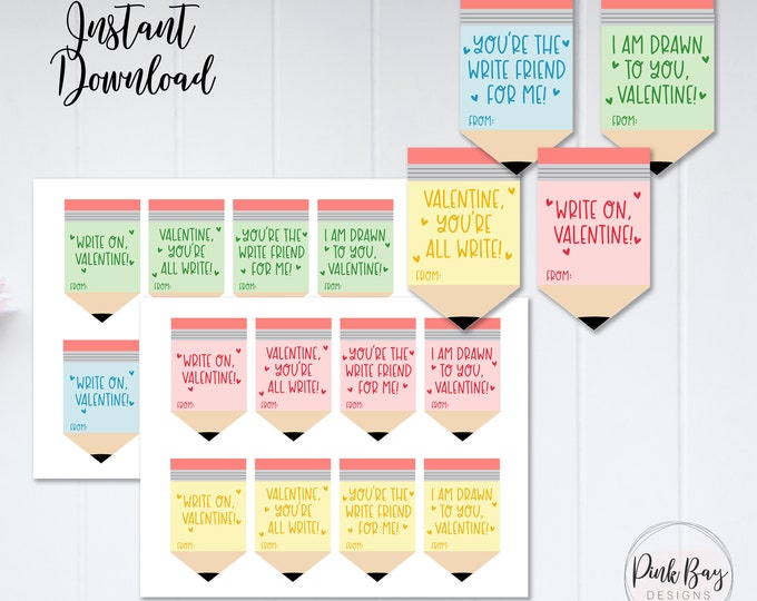 Pencil Tag Valentine's Day Printable, Printable Pencil Valentine, You ...