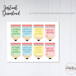 Pencil Tag Valentine's Day Printable Printable Pencil - Etsy