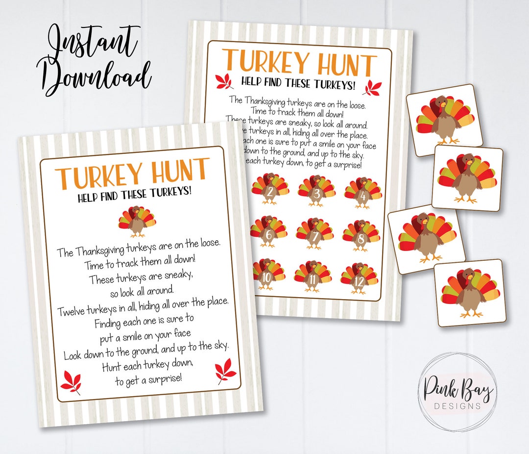 Thanksgiving Turkey Hunt, Thanksgiving Scavenger Hunt, Children ...