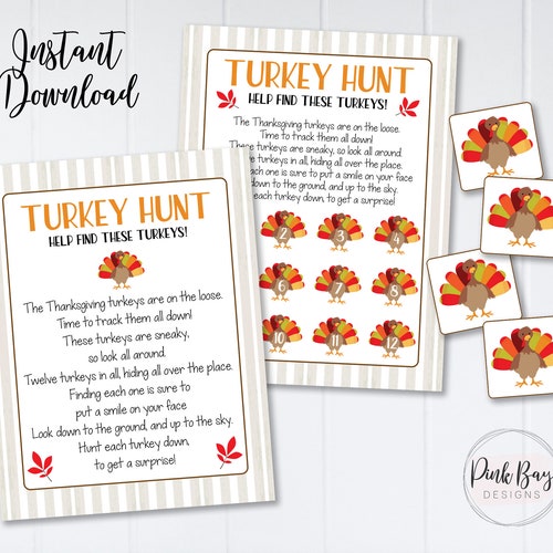 Thanksgiving Turkey Hunt Thanksgiving Scavenger Hunt - Etsy