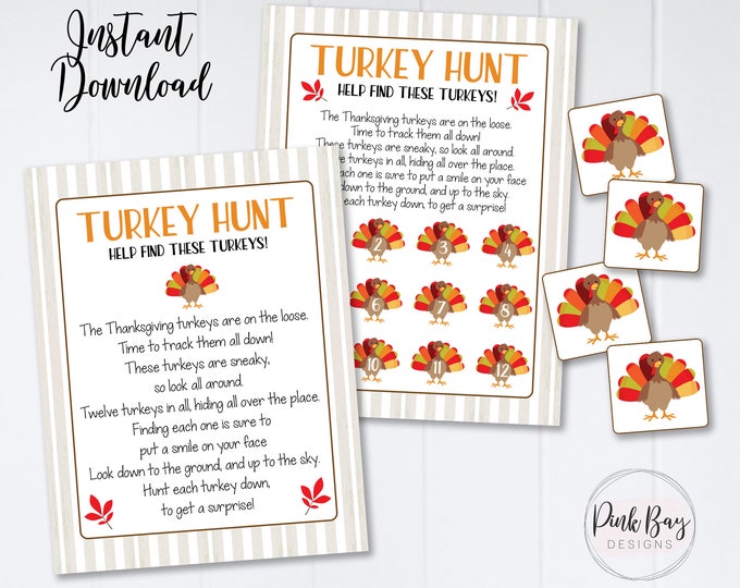 Turkey Hunt Thanksgiving Game Printable DIGITAL DOWNLOAD - Etsy
