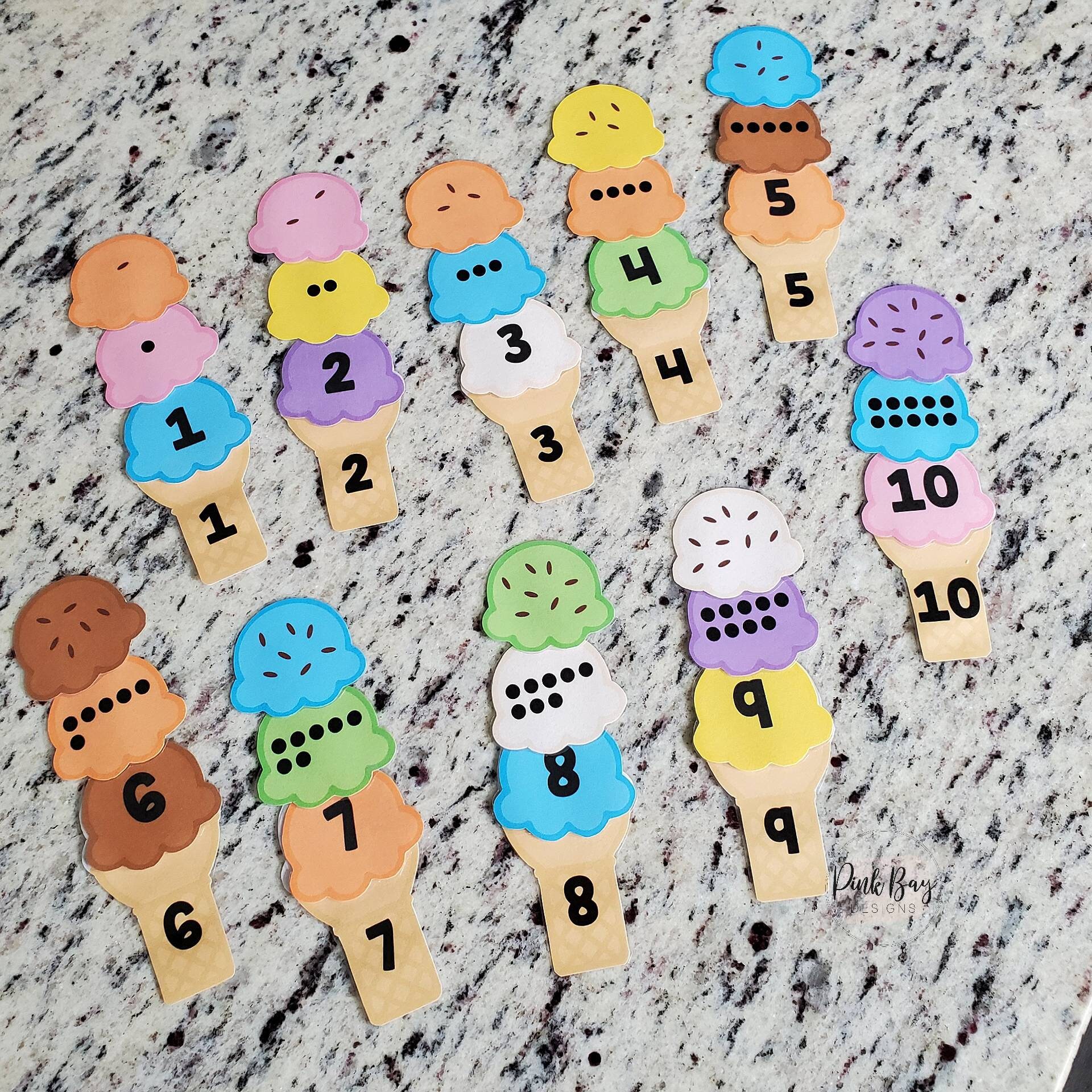 Ice Cream Number Matching Worksheet Number Matching Game - Etsy