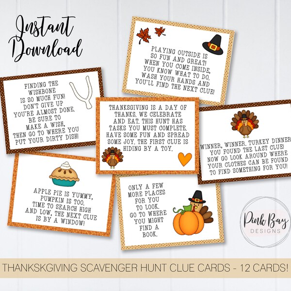 Thanksgiving Treasure Hunt Clues - Etsy
