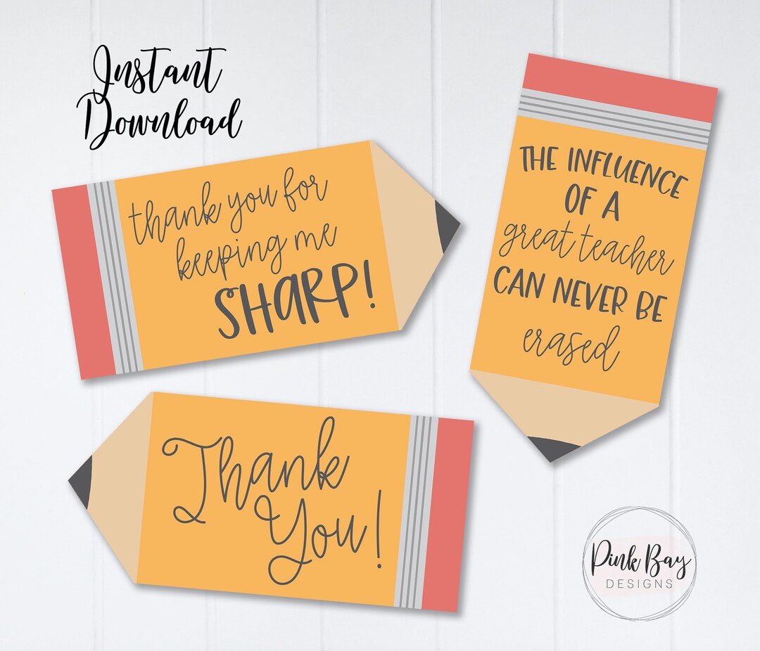 Pencil Teacher Gift Tag, Printable Teacher Gift Tag, Teacher ...