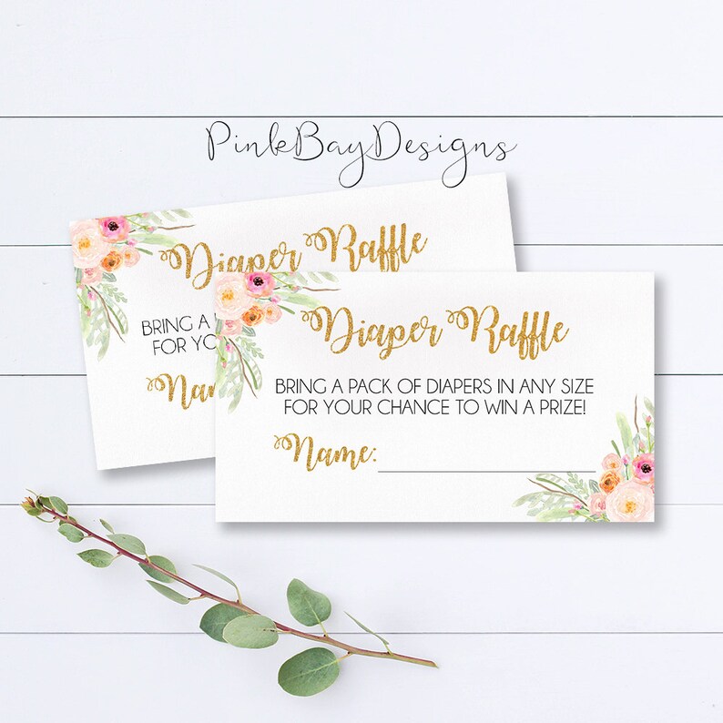 Floral Watercolor Diaper Raffle Ticket Instant Download Baby - Etsy