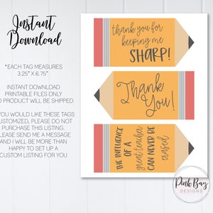 Pencil Teacher Gift Tag Printable Teacher Gift Tag Teacher - Etsy