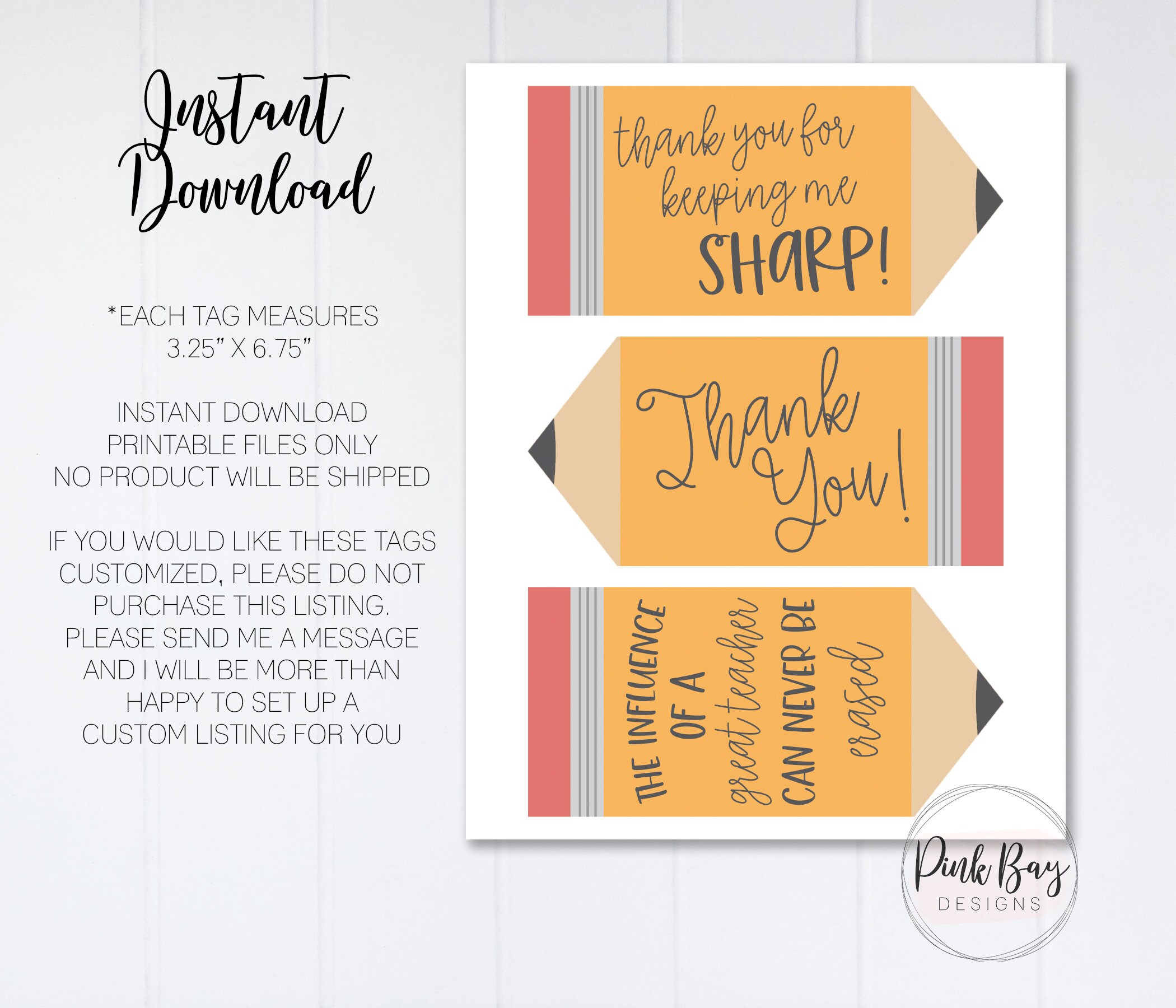 Pencil Teacher Gift Tag Printable Teacher Gift Tag Teacher - Etsy