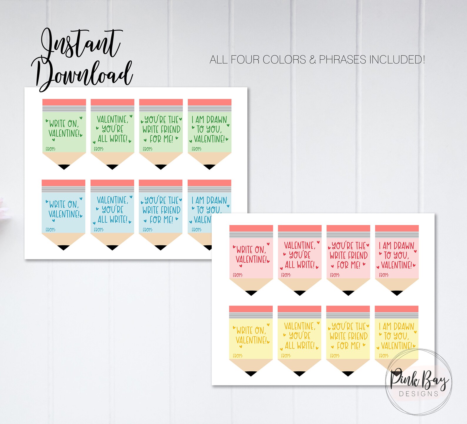 Pencil Tag Valentine's Day Printable Printable Pencil - Etsy