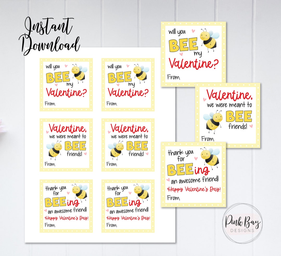 Bee Valentine Cards, Bee Mine Valentine's Card, Printable Bumble Bee ...