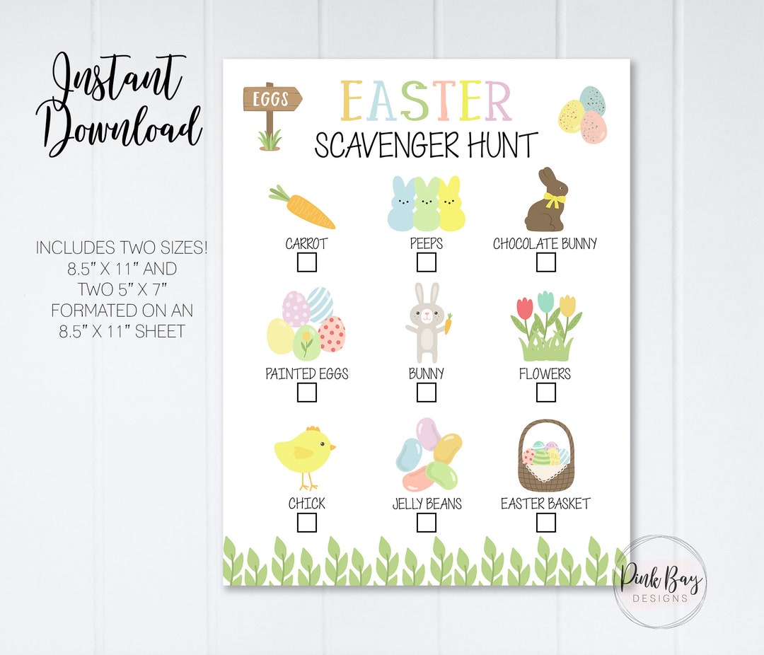 Easter Scavenger Hunt, Children Easter Game Printable, Instant Download ...