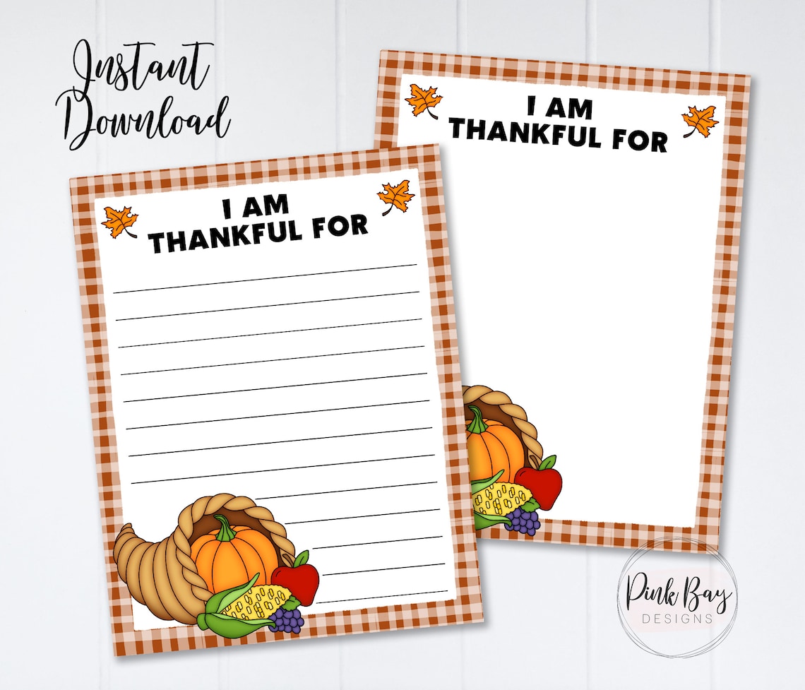I Am Thankful Printable I Am Thankful Activity Thanksgiving - Etsy