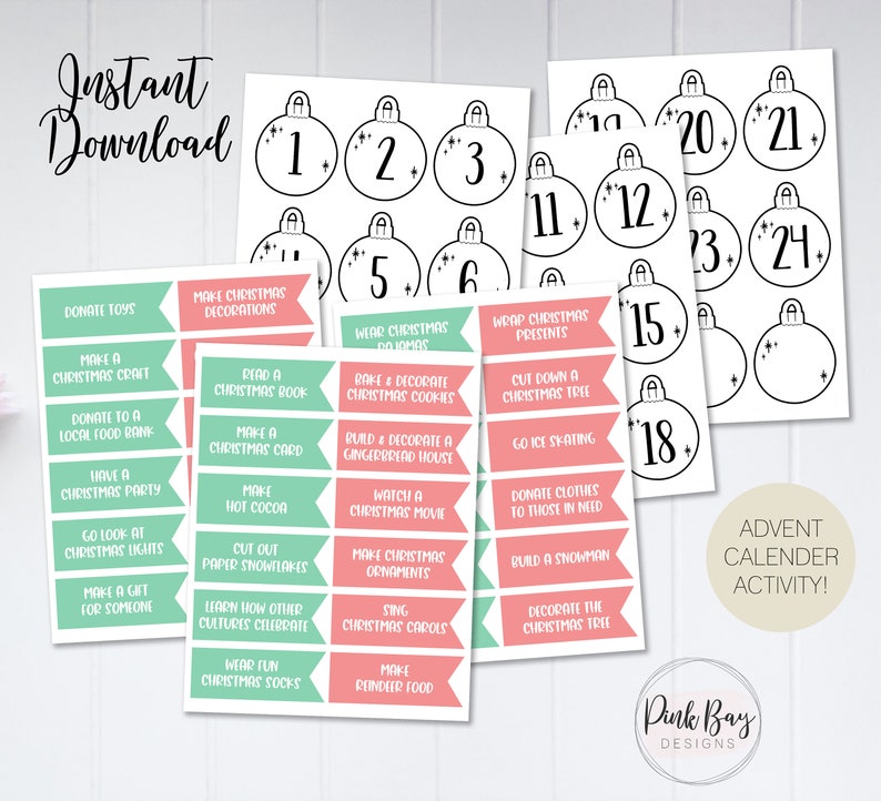 Christmas Advent Activity Cards Kids Advent Countdown to - Etsy