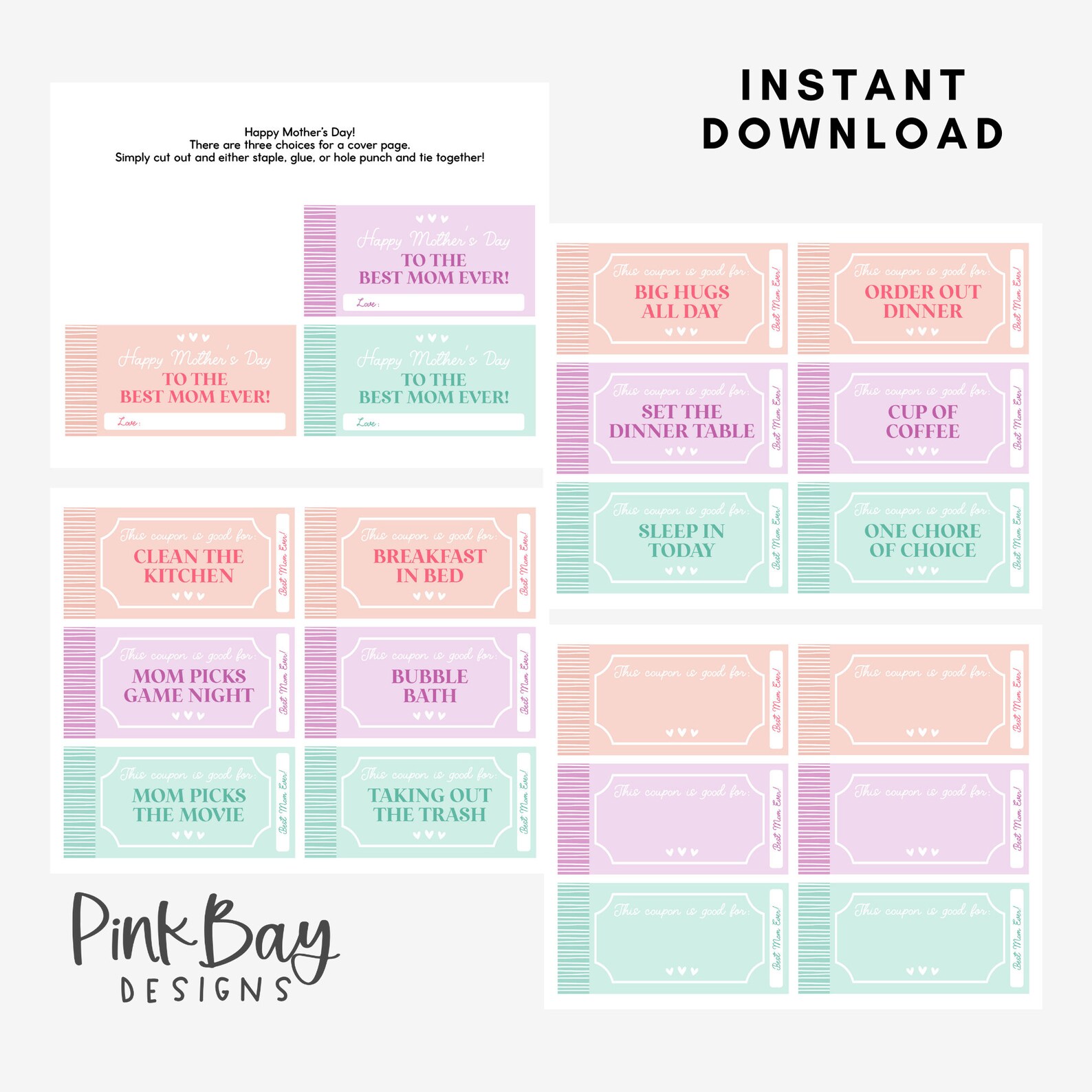 Mother's Day Printable Coupons Coupons for Mom - Etsy