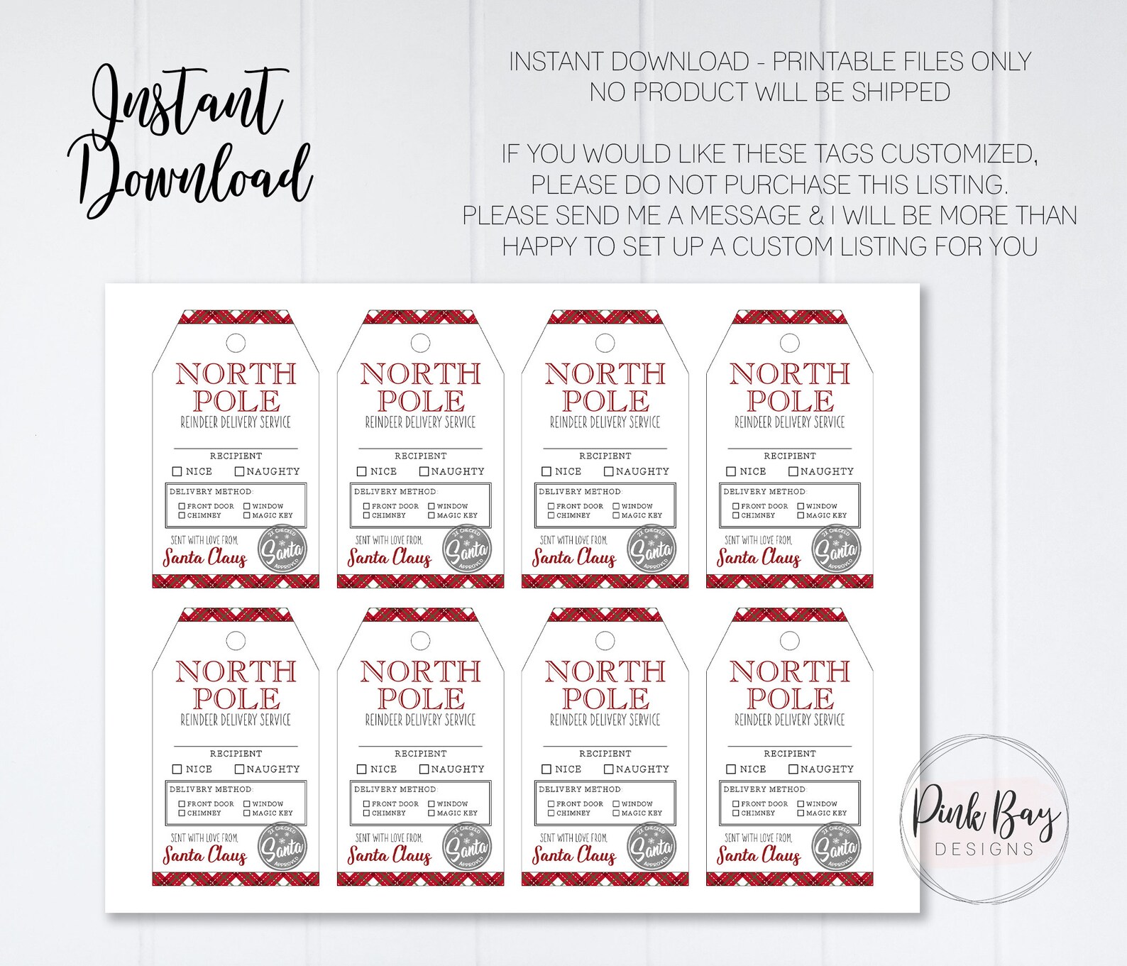 Santa Tags North Pole Delivery Tags Printable Christmas | Etsy