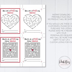Maze Valentines Day Cards, Kids Maze Valentine's Card, Printable ...