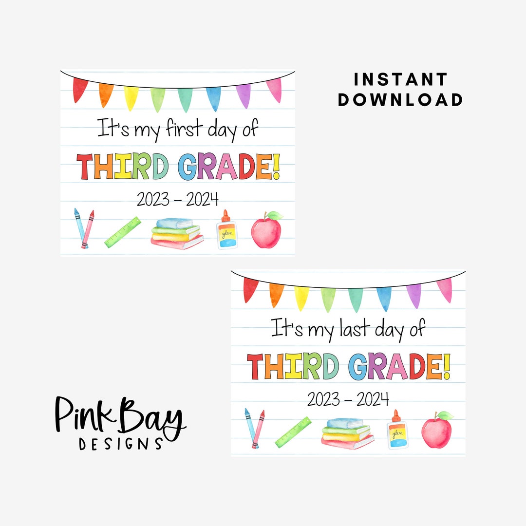 First Day of Third Grade Sign First Day of School Sign Back - Etsy
