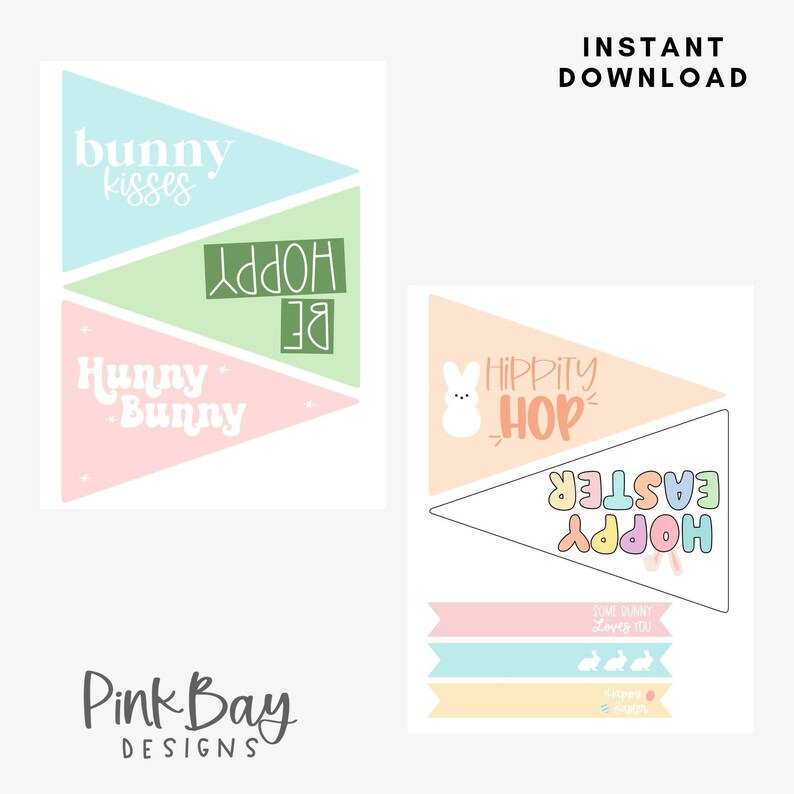 Printable Easter Pennant Flags Easter Printable Tags Hoppy - Etsy