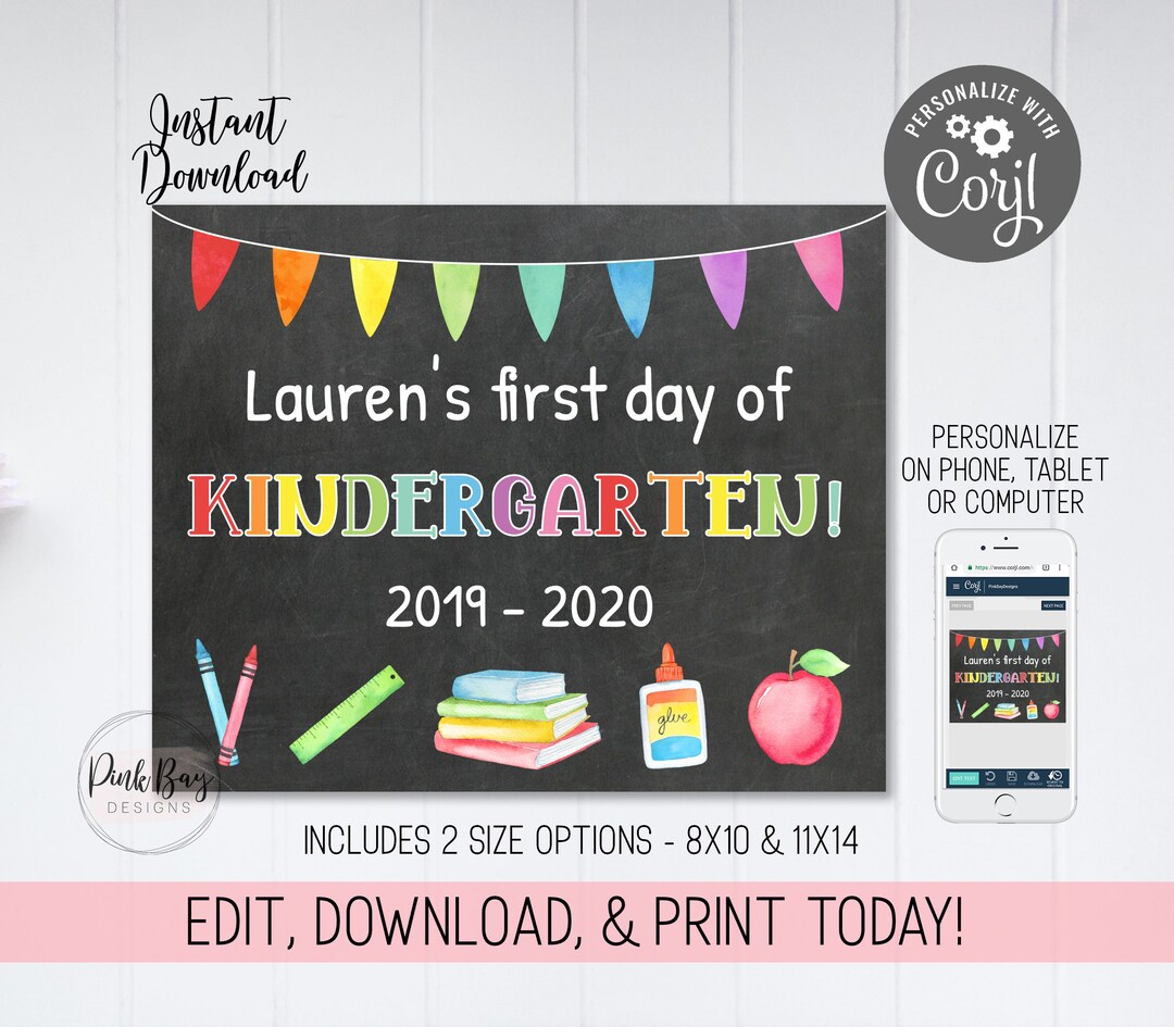 Edit Yourself First Day of School Chalkboard Printable First - Etsy