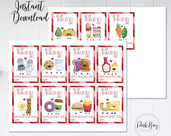 We Go Together Like Tags, Kids Valentine's, Valentine's Card, We Go ...