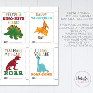 Dinosaur Valentines, Dino Valentine Card, Kids Valentines, Printable ...