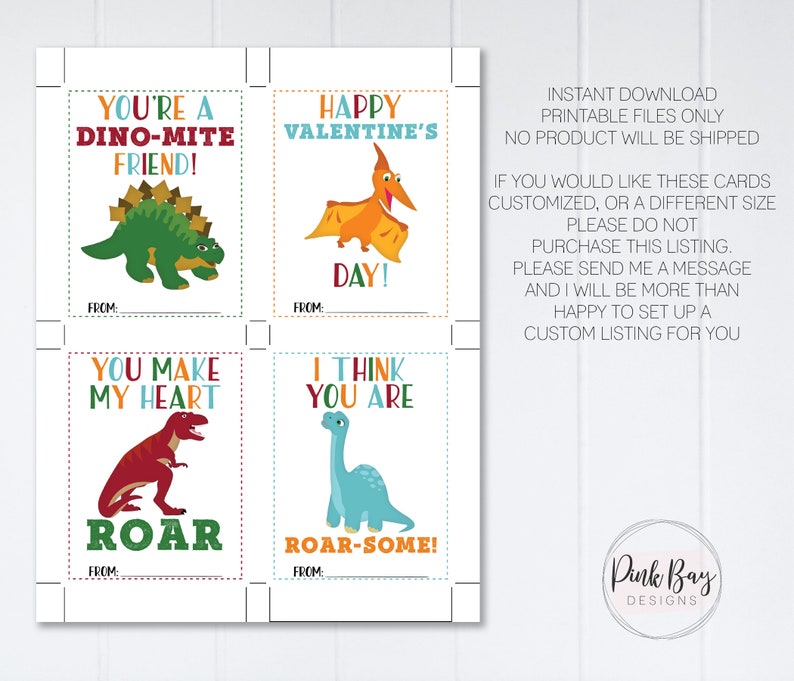 Dinosaur Valentines Dino Valentine Card Kids Valentines - Etsy