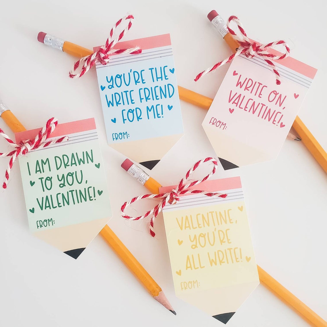 Pencil Tag Valentine's Day Printable Printable Pencil - Etsy