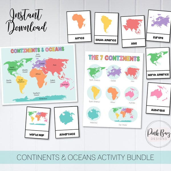 Continents and World - Etsy