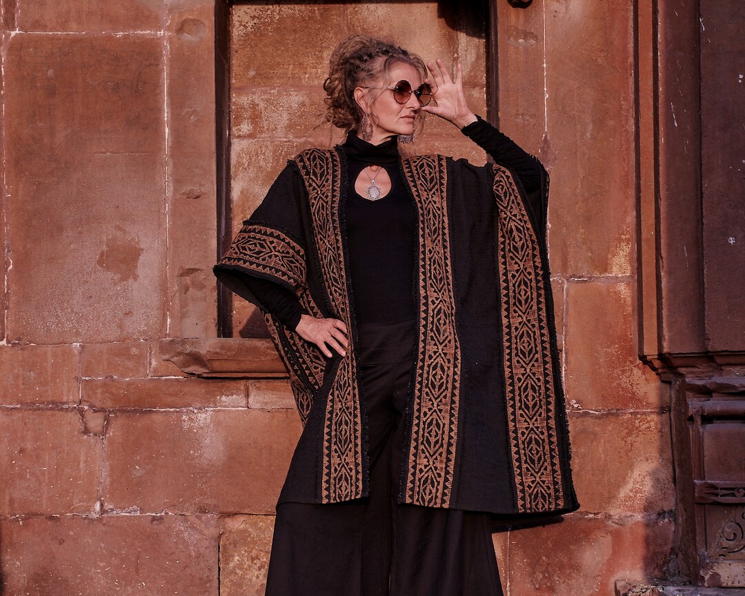 Long Black Boho Kimono Jacket Summer Cardigan Chunky Cotton - Etsy