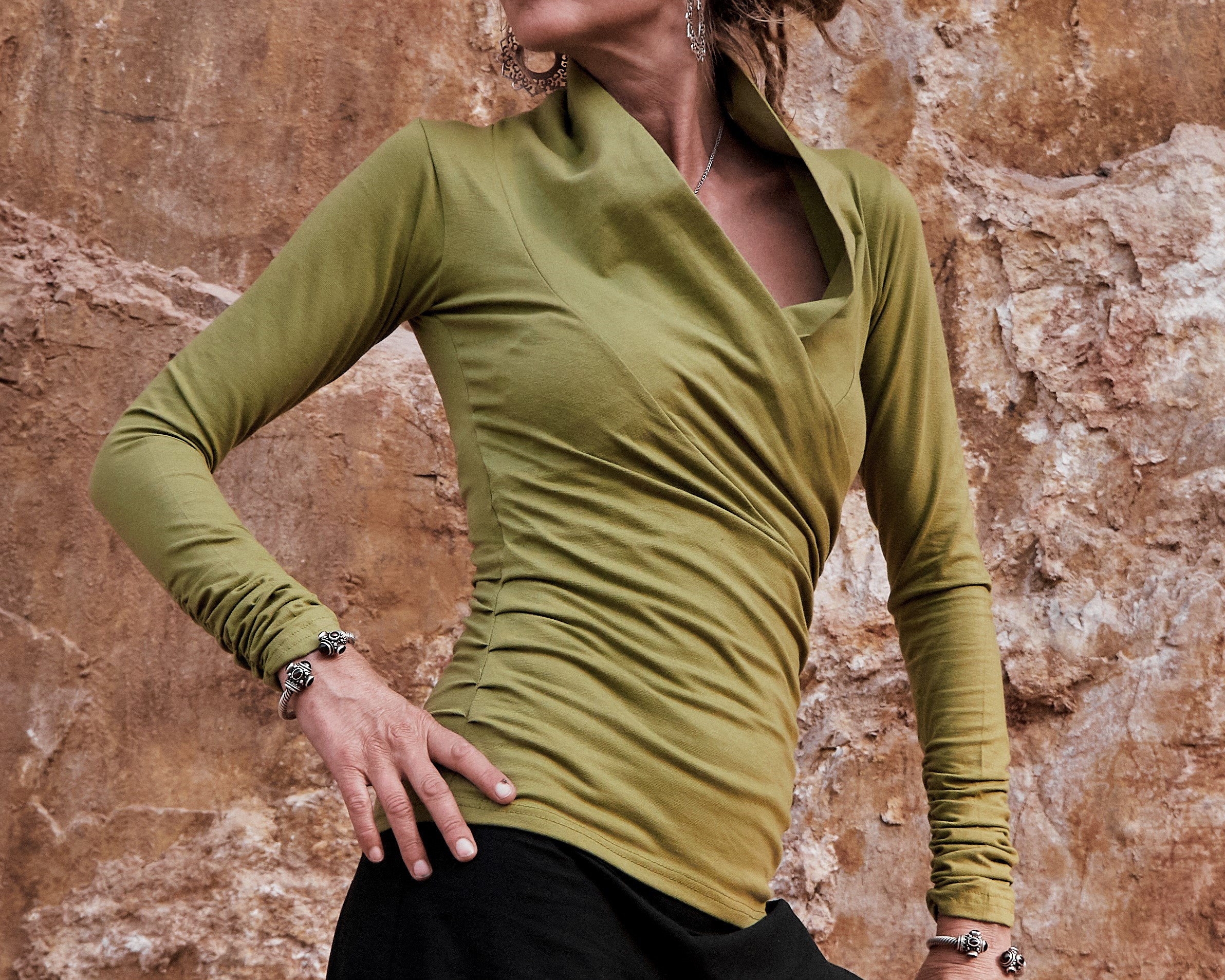 Yoga Wrap Top With Long Sleeves Hippie Clothes Earthy - Etsy