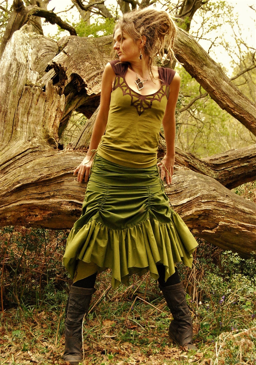 Steampunk Skirts Fairy Clothing Green Gypsy Skirt Funky - Etsy