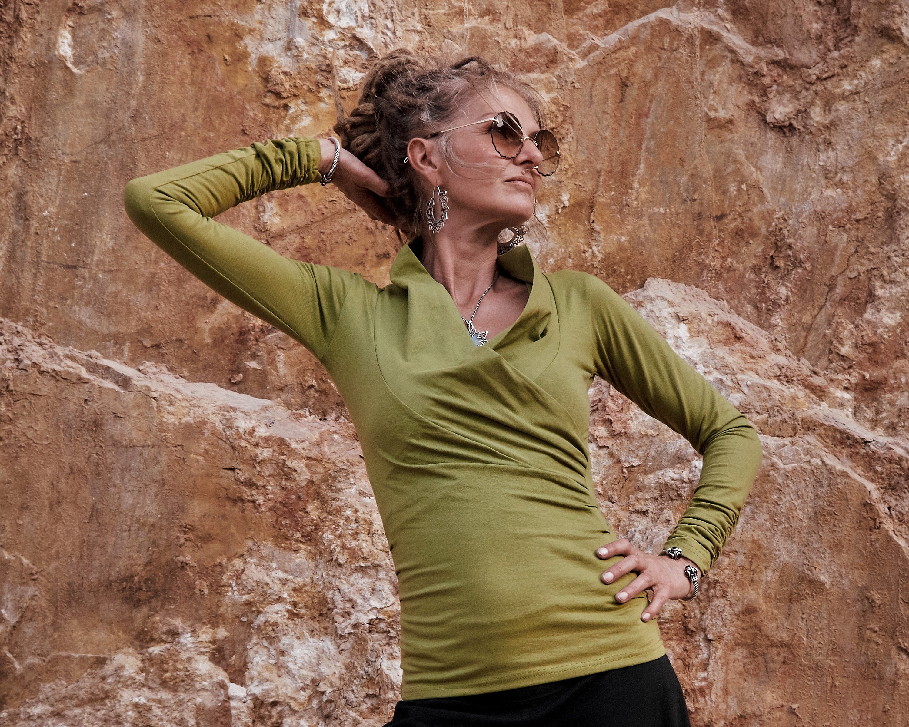 Yoga Wrap Top With Long Sleeves Hippie Clothes Earthy - Etsy