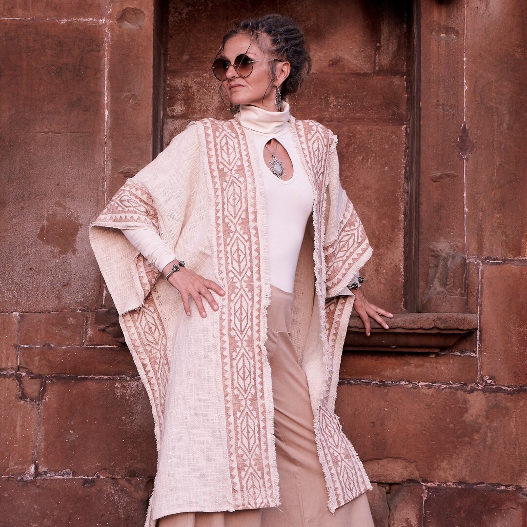 Boho Kimono Jacket, Tribal Shaman Poncho, Bohemian Womens Boho Hippie ...