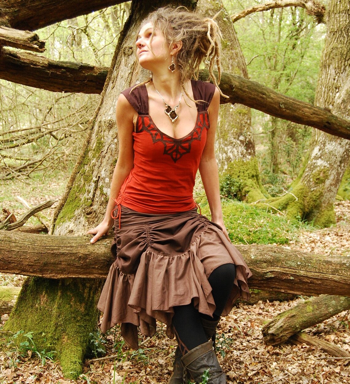 Earthy Top for Women Orange Brown Clothing Rave Clothes - Etsy