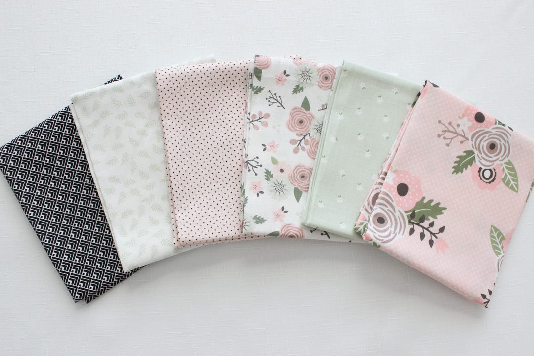 Modern Farmhouse Fabric Bundle / Small Pink and Green Modern Farmhouse ...