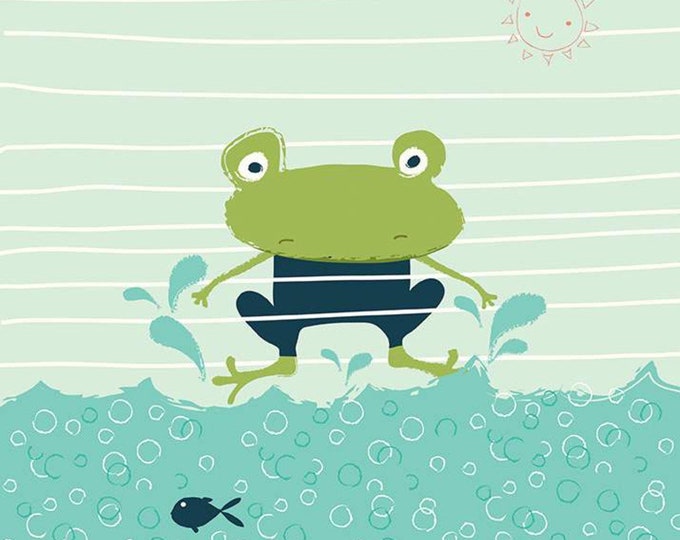Navy Frog Panel / Ready Set Splash Panel / Frog Blanket Panel / Ready ...