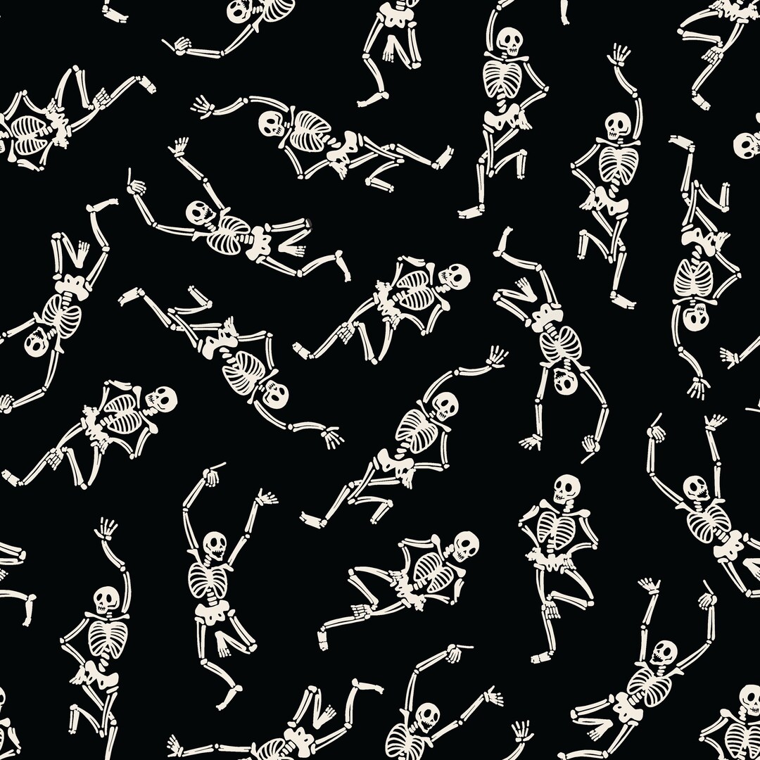 Black Skeleton Fabric / Skeleton Fabric / Halloween Fabric / Riley ...
