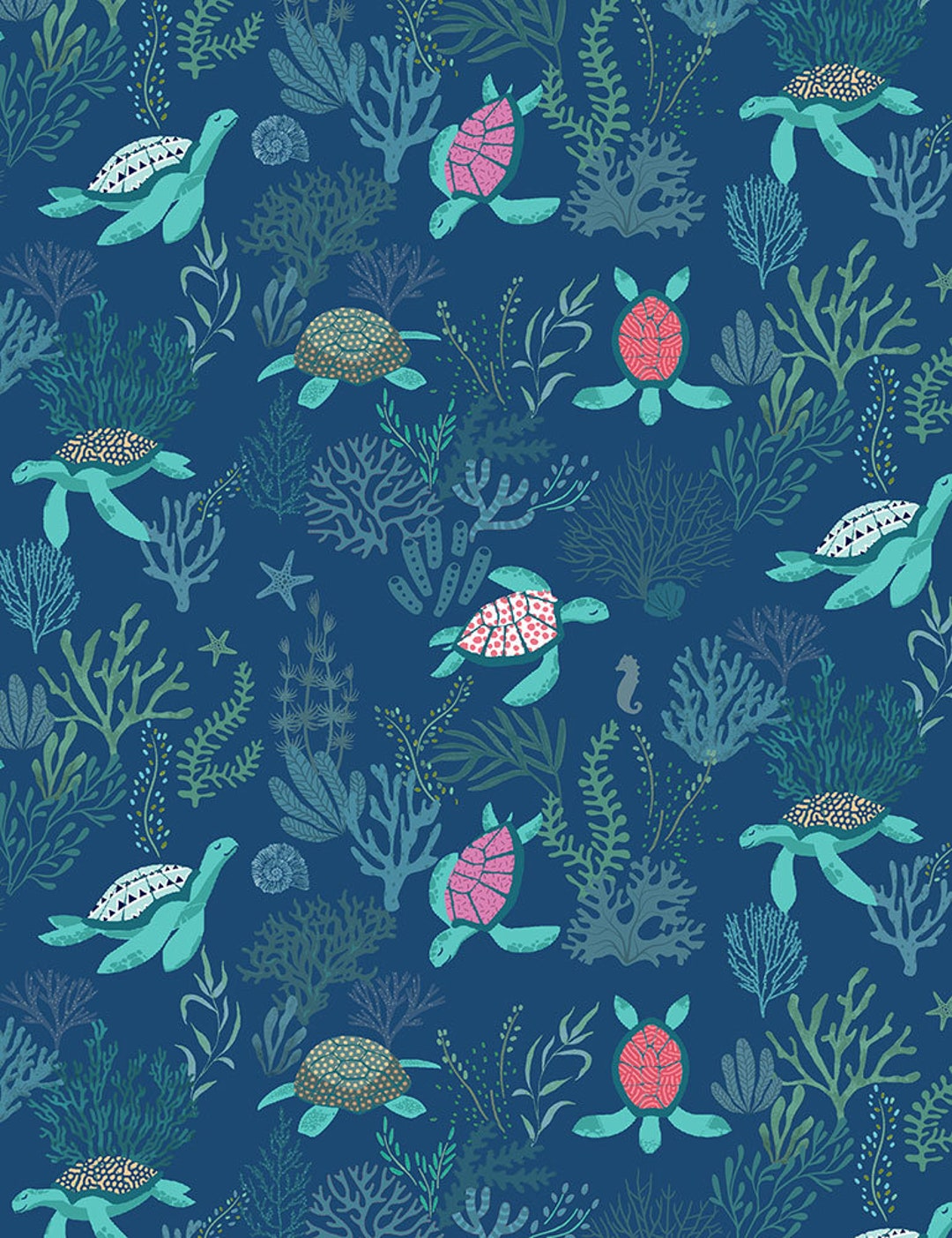 Turtley Awesome Fabric / Sea Turtle Fabric / Under the Sea Fabric ...
