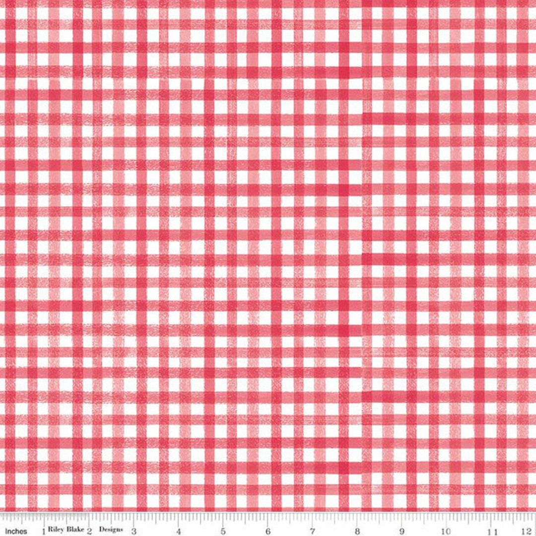 Raspberry Gingham Fabric, Riley Blake Designs Cotton - Etsy