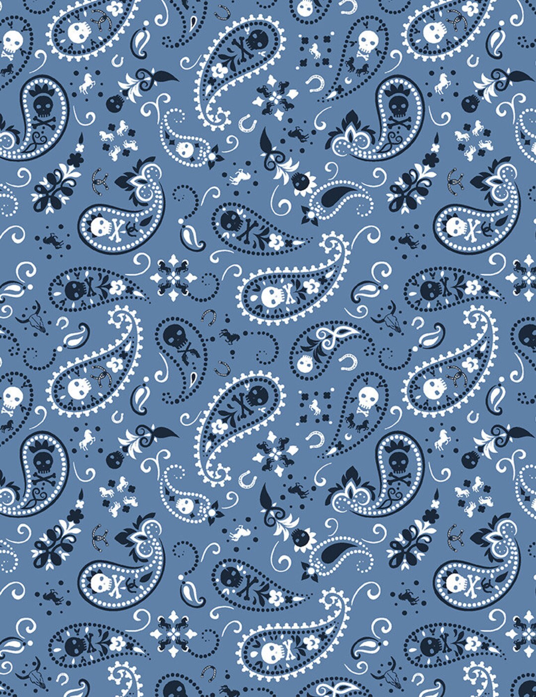 Bandana / Blue Paisley Fabric / Western Fabric / Wild West Fabric ...