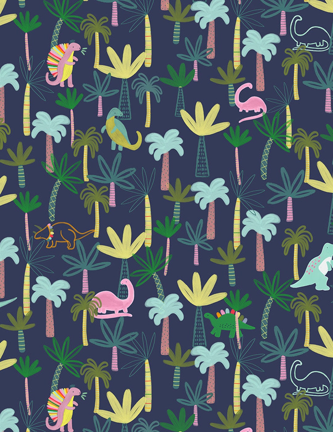 The Lost World / Pink Dinosaur Fabric / Pastel Dinosaurs / I'm Rexy and ...