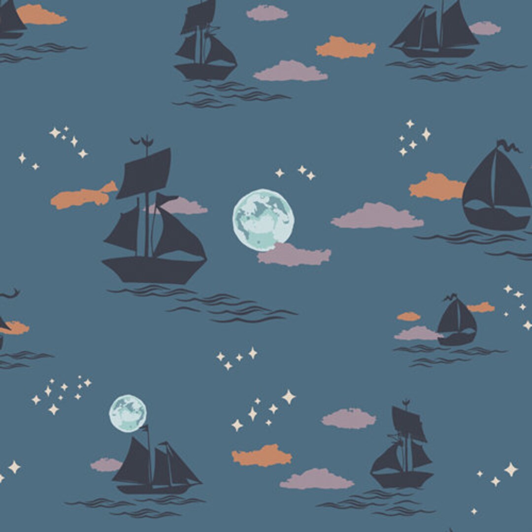 Quarter Yard of Offshore Dream in Shadow / Nautical Fabric / Ocean ...