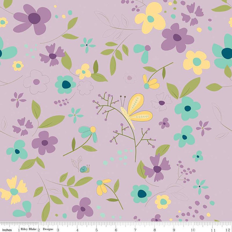 Purple Floral Fabric - Etsy