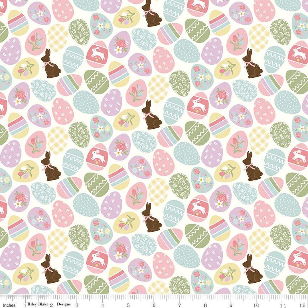 Easter Egg & Bunny Fabric, Bunny Trail Collection, Riley Blake Designs ...