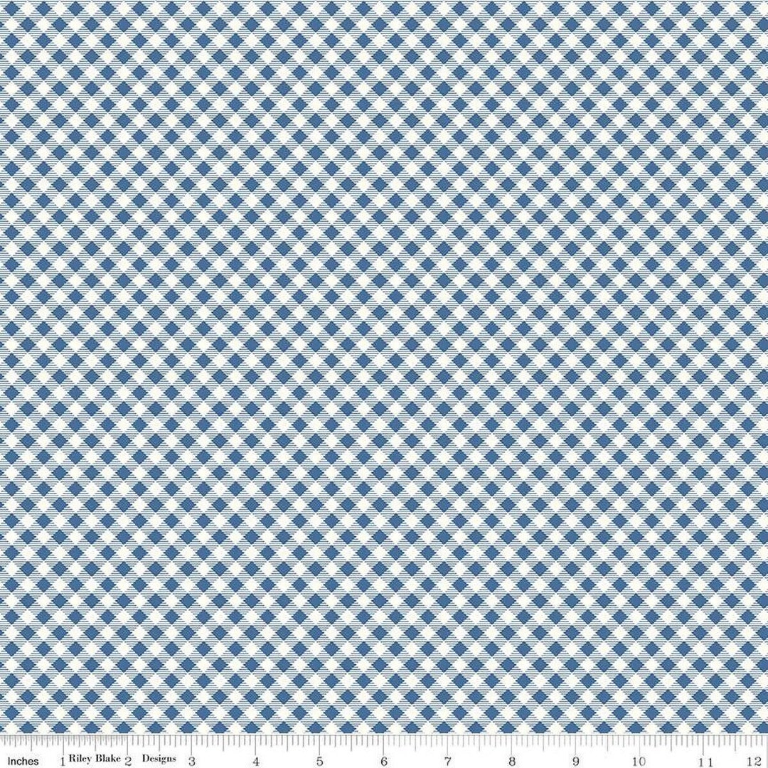 Bee Gingham Fabric/ Blue Check Fabric/ Denim Plaid Fabric/ Lori Holt ...