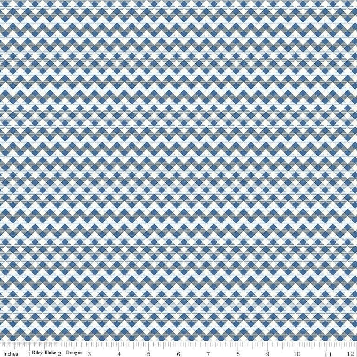 Blue Gingham Fabric, Denim Check Plaid, Riley Blake Cotton - Etsy