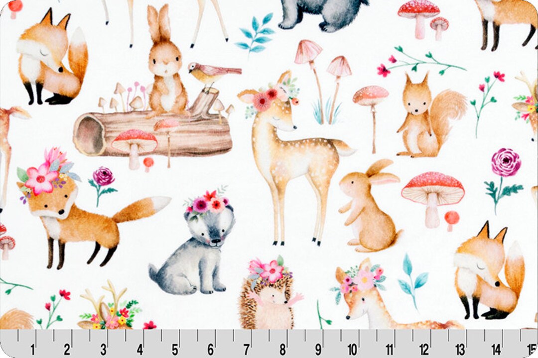 Sweet Darlings Minky/ Farm Fabric/ Forest Animal Fabric/ Outdoor Fabric ...